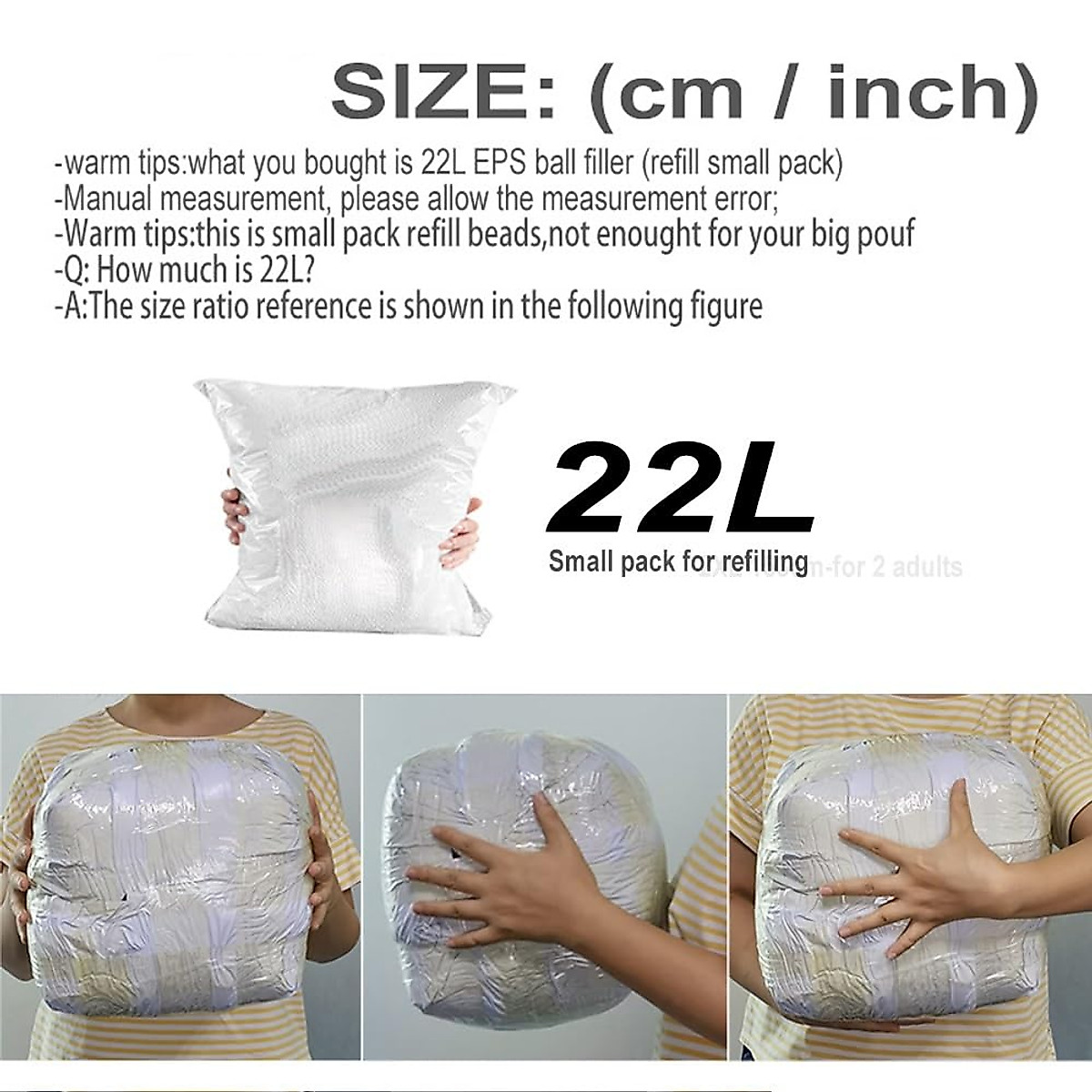 Beanbag Refill - Beanbag Chair Filling - 22L 3-5mm EPS Ball Pouf Refill Filler Foam Polystyrene Bean Bag Sofa Chair Pillow Doll Filling Artificial Snow