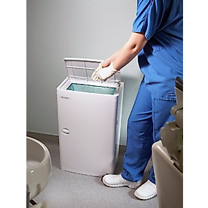 Janibell M400BW ABS 15-Gallon Hygienic Hands-Free Foot Pedal Operated Waste Disposal System, Rectangular, 10-1/4" Width x 15-3/4" Depth x 25-3/16" Height, White