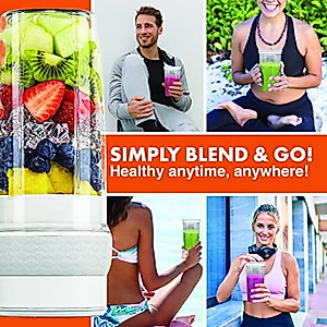 Bionic Blade Personal Blender 490mL, Cordless, Rechargeable 18,000 RPM Portable Blender for Shakes and Smoothies Mini Blender Portable 8.6" Tall, Seen On TV (Gunmetal)