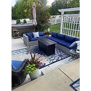 Sqodok Patio Cushion Covers Outdoor Cushions Cover Replacement for 7Pieces 6-Seater Outdoor Furniture Sofa Waterproof 14Pack Cushion Slipcovers Set for Sectional Wicker Seat and Back, Blue