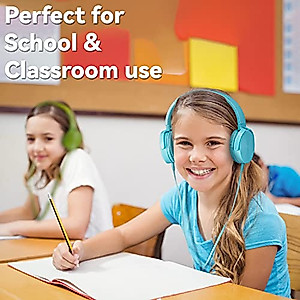 Wensdo Kids Headphones for School Classroom Bulk 6 Pack Multi Colored Students Wired Headsets, Comfy Swivel Earphones, Library Airplane Online Learning & Travel, Noise Stereo Sound