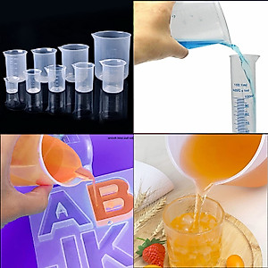 50 PCS 10ml Resin Mixing Cups, Liquid Measuring Cups, Plastic Beaker, Graduation Epoxy Resin Cups for Resin Epoxy Paint Food, Lab Use