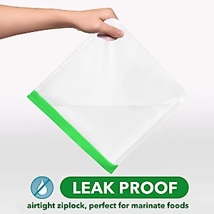 Greenzla Reusable Gallon Bags - 8 Pack - EXTRA THICK Reusable Freezer Bags - BPA Free, Easy Seal & LEAKPROOF Food Storage Bags for Marinate Food, Fruits, Sandwich, Snack, Meal Prep, Travel Item