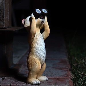 Blazin' Bison Garden Animal Solar Eyes | Meerkat Figurine | Patio Animal Decor | Yard, Balcony, Deck | Weather Resistant | Meerkat Gifts | Auto On/Off