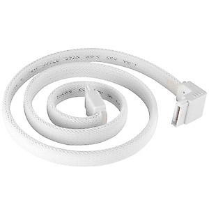 SilverStone Technology CP08W 90 Degree SATA 3 Sleeved White Cable with EMI Guard for 6Gb/s 2-Pack, SST-CP08W-USA-2PACK