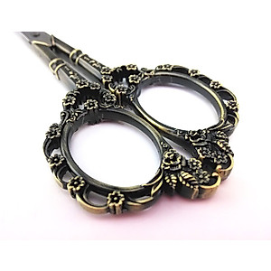 Yueton Vintage Europea Style Plum Blossom Needlework Embroidery Scissors (Bronze)