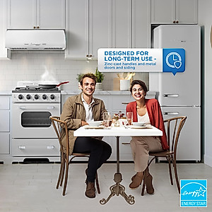 Unique Appliances UGP-330L W AC Classic Retro Refrigerator Electric Bottom-Mount Fridge with Intuitive Control Panel, 4 Glass Shelves, and 3 Freezer Drawers, Frost-Free, 12 cu./ft, Marshmallow White