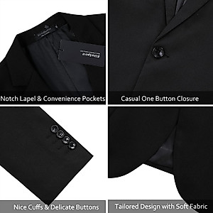 EliteSpirit Men's Sport Coats & Blazers Linen Suit Jacket for Men Casual Suits One Button Black XL