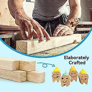 FunHaoWu Kids Wooden Tooth Storage Box,Tooth Keepsake,Teeth Holder for Girls and Boys,Bamboo Child Tooth Collection Boxes,Teeth Memorial Collector Boxes Gifts for Families Birthday(Blue)