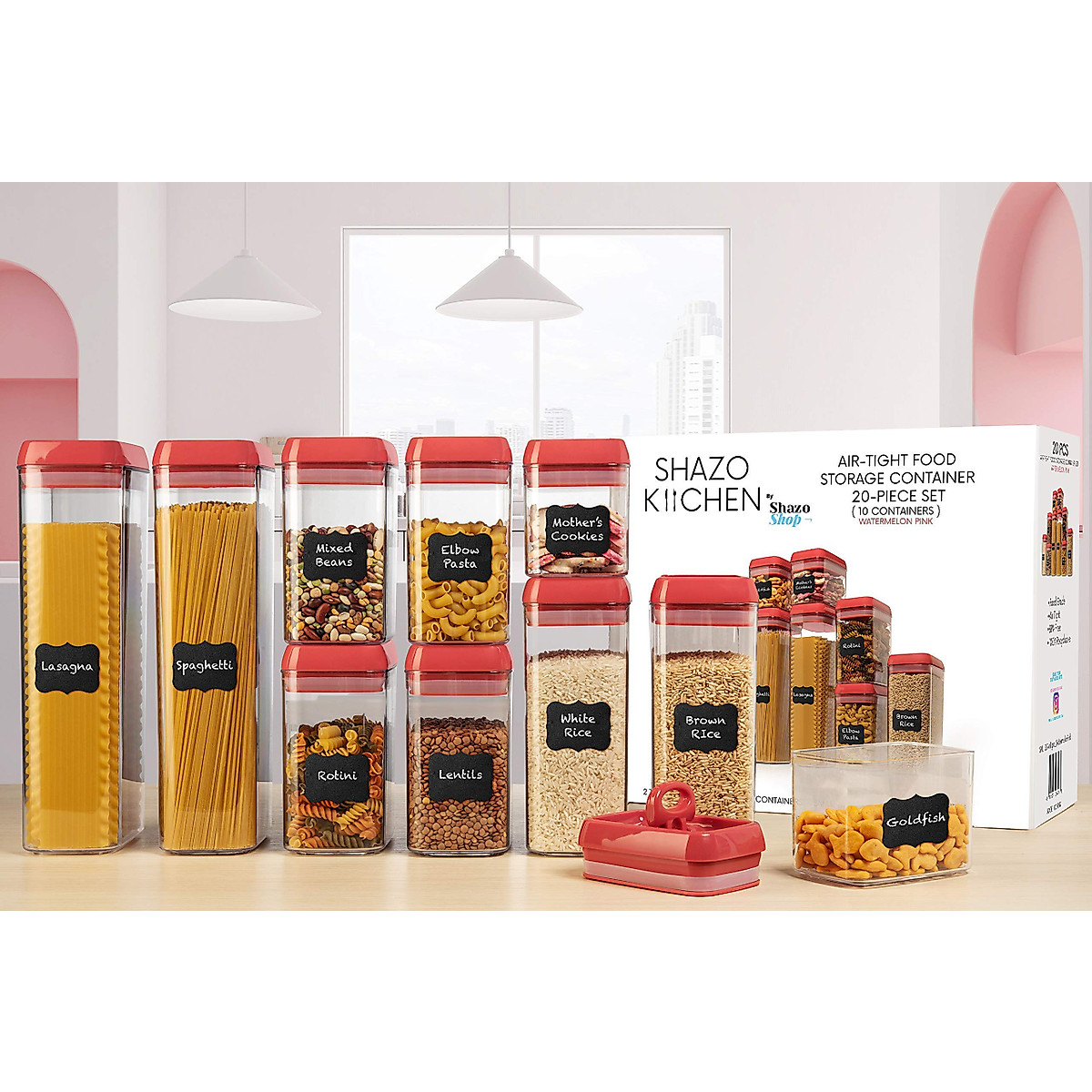 Airtight Food Storage Containers For Kitchen Organization 10 Pc - Food Canisters with Durable Lids, Labels & Marker - BPA Free For Pantry Organization & Storage: Cereal, Flour & Sugar Containers