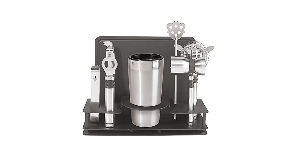 Oggi 10-Pc Stainless Steel Cocktail Shaker & Bar Tool Set