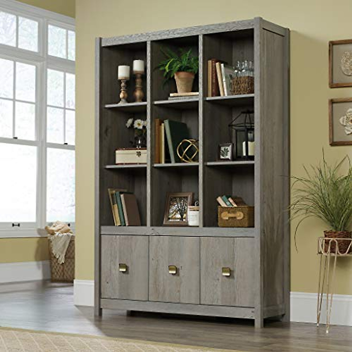 Sauder Cannery Bridge Storage Wall, L: 48.35" x W: 15.67" x H: 71.97", Mystic Oak
