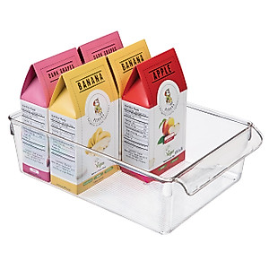 iDesign Linus Plastic Fridge and Freezer Storage Organizer Bin with Handle, Clear Container for Food, Drinks, Produce Organization, 8" x 11.5" x 3.5", Clear