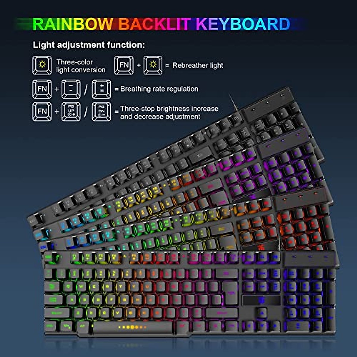 Gaming Keyboard and Mouse,Headphones,Mouse pad，All in One Combo for PC Gamers and Xbox and PS4 Users