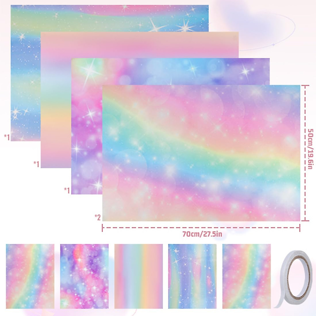 Girls Wrapping Paper, Gradient Rainbow Wrapping Paper, Wrapping Paper Birthday for Girls/Women, Popular Gift Wrapping Paper for Birthday, Wedding, Anniversary, Wedding, Anniversary, 27.6x19.7 Inch, Different Design