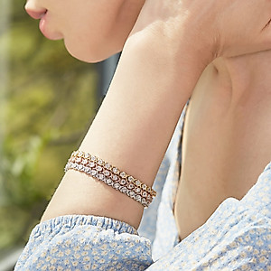 Beyond Brilliance Classy 1.00 Carat Natural Diamond XO Bracelet Prong Set White Gold Rhodium Plated Over Sterling Silver Wedding Fashion Jewelry for Women