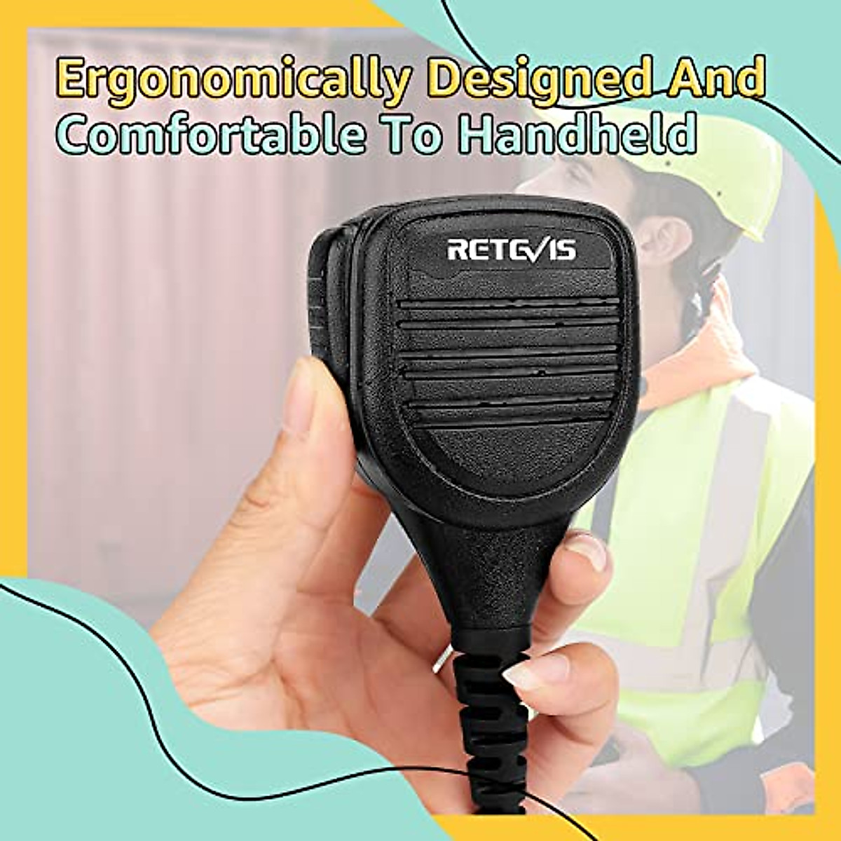 Retevis RT3S Walkie Talkie Mic with 3.5mm Audio Jack, IP54 Waterproof Shoulder Mic Compatible with RT22 RT68 RT5R RT86 RT85 RB17V RB87 RT27 RB85 RT81 RT1 Baofeng BF-F8HP UV5R Two Way Radio (1 Pack)