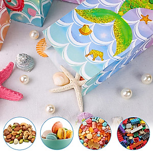 VGOODALL 24PCS Mermaid Party Favor Bags, Sea Theme Party Favor Bags Mermaid Gift Bags with Sealing Stickers for Baby Shower Bridal Shower 4.7" x 3.1" x 8.7"