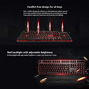 Gaming Keyboard USB Wired Backlit Keyboard LED Gaming Keyboard Mouse Set for Laptop PC Computer Game and Work