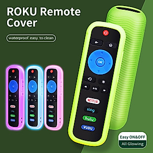 4 Pack Remote Case for Roku,Glowing Remote Cover, Remote Cover Battery Cover for Roku Voice Remote Official, Silicone Universal Protective Sleeve