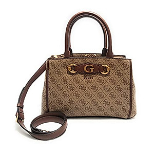 GUESS Izzy Small Girlfriend Satchel, Latte Logo/Brown