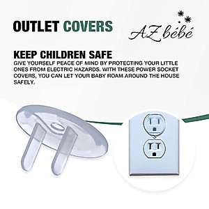 AZbébé Plug Protectors | Wall Outlet Covers for Child Safety & Baby Proofing | Ultra Clear Protective Cap with Water Proof Design | Best Home Electrical Socket Cover | Pack of 32 Transparent Caps