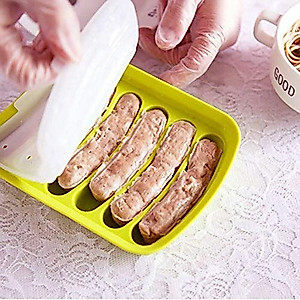 Non-Stick Silicone Sausage Mold for Homemade Hot Dogs, DIY Hot Dogs, BPA Free, Hot Dog Mold for Oven and Microwave (Green, 6-Cavity)