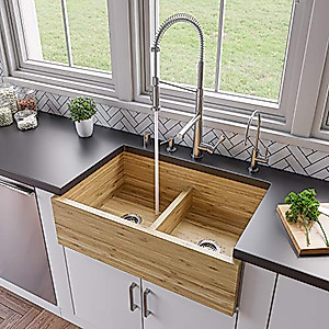 ALFI brand AB3321 33-Inch Double Bowl Bamboo Kitchen Farm Sink
