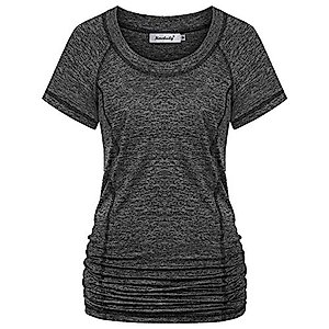 Ninedaily Activewear Tops for Women,Summer Trampoline Shirts Outside Fishing Outdoor Riding Tee Sweat Wicking Dressy Blouse Casual Basic Black Size Medium