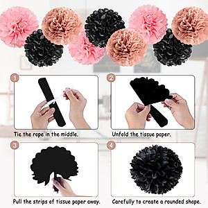 Retirement Decorations Women Rose Gold Happy Retirement Party Decorations Female (52pack) Happy Retirement Banner Gifts, Retirement Decor Double-Sided Pattern Card, Pompoms, Hanging Swirl Retired Sash