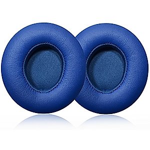 Replacement Earpad cushions For Beats Solo 2 ,Solo 3 Wired & Wireless Headphone With ITIS Logo Cable Clip (BLUE)