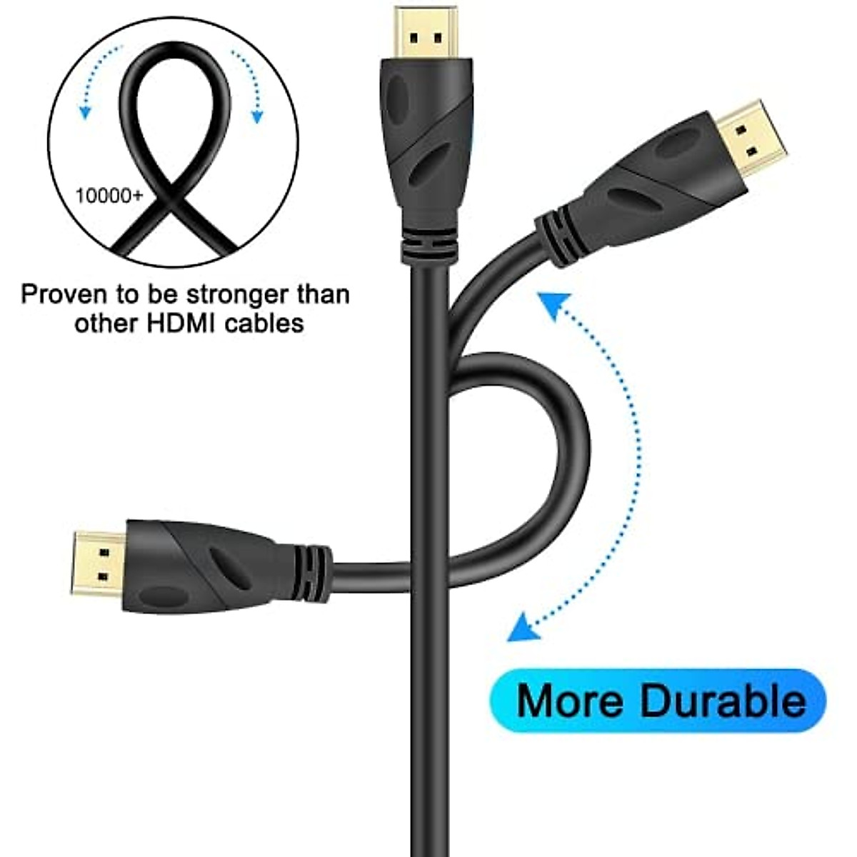 Jorenca 4K HDMI Cable 50FT (HDMI 2.0,18Gbps) Ultra High Speed Gold Plated Connectors,Ethernet Audio Return,Video 4K,FullHD1080p 3D Compatible with Xbox Playstation Arc PS3 PS4 PS9 PC HDTV - Black