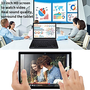 AOYODKG 2023 Newest Tablet with Keyboard 10 Inch, Android Tablet Newest Octa-core Processor, 64GB ROM + 4GB RAM Storage, 256GB Expandable, 2 in 1 Tablet with WiFi, GPS, 1920x1200 HD Display -Black