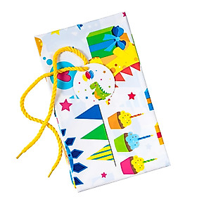 Loveinside Jumbo Large Plastic Gift Bag, Birthday Design Plastic Bag with Tag and Tie for Birthday Party, Graduation, Baby Shower - 56" x 36", 1 Pcs - Dinosaur