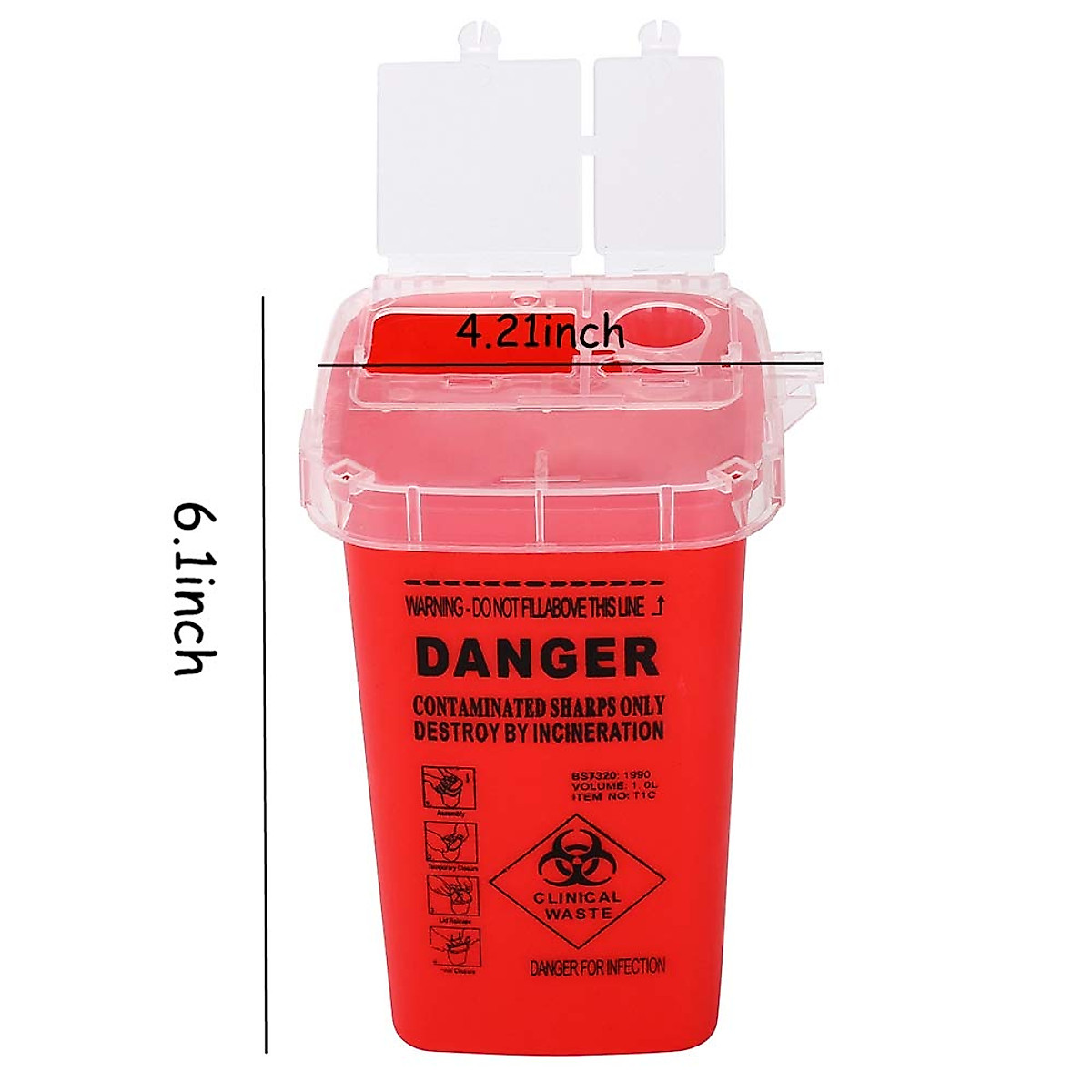Sharps Disposal Container,5 Pack 1 Quart Needle Disposal Container