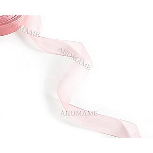 Rose Gold Sheer Organza Ribbon 1 Inch, 50 Yards Rose Gold Mesh Tuller Ribbon Sheer Organza Chiffon Ribbon for Gift Wrapping, Craft, Bouquet Wrapping, Wreaths, Birthday Party Wedding Decoration Bows