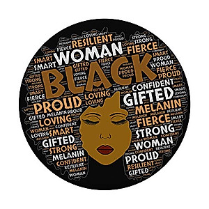 Black Woman Words in Big Afro Art Natural Hair PopSockets PopGrip: Swappable Grip for Phones & Tablets