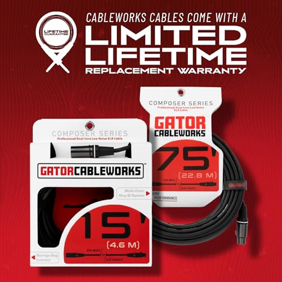 Cableworks By Gator Cases Composer Series Deluxe 100 Foot XLR Microphone Cable, (GCWC-XLR-100)