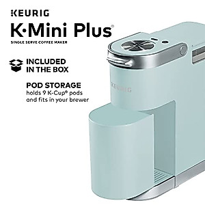 Keurig K-Mini Plus Coffee Maker, Single Serve K-Cup Pod Coffee Brewer, 6 to 12 oz. Brew Size, Stores up to 9 K-Cup Pods, Misty Green (Renewed)