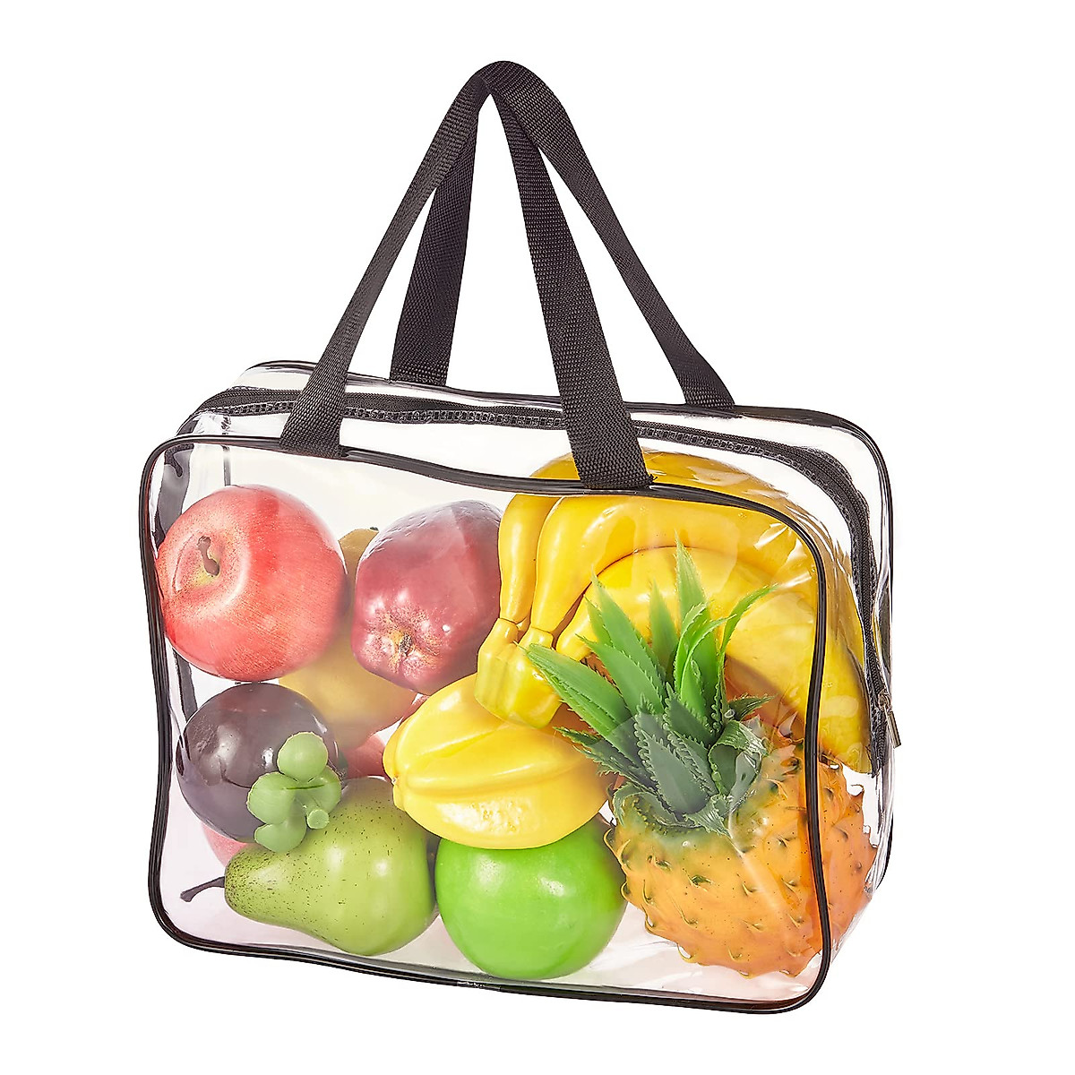 NATURAL STYLE 3 Pieces Clear Makeup Cosmetic Bags for Travel, TSA Approved Clear Toiletry Bag Set with Zipper, Waterproof Transparent PVC Packing Cubes Organizer Storage Bag (Black)