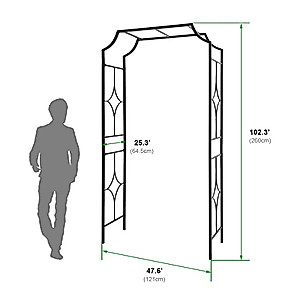 RICHRYCE Outdoor Metal Garden Arch with Double Gate, Garden Arbor for Various Climbing Plant, Outdoor Garden Lawn (25.3''W x 47.6''L x 102.3''H)