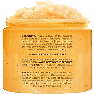 Brooklyn Botany Peach Bellini Honey Sugar Scrub for Body 20 oz – Deeply Hydrating and Gently Exfoliating Body Scrub for Women and Men – Moisturizing and Nourishing the Skin