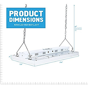 Parmida 2FT LED Linear High Bay Shop Light, 105W, 130LM/W, 0-10V Dimmable, Commercial Industrial Warehouse Area Lighting, 5000K, Hanging Chain Included, UL-Listed & DLC 4.2 Qualified