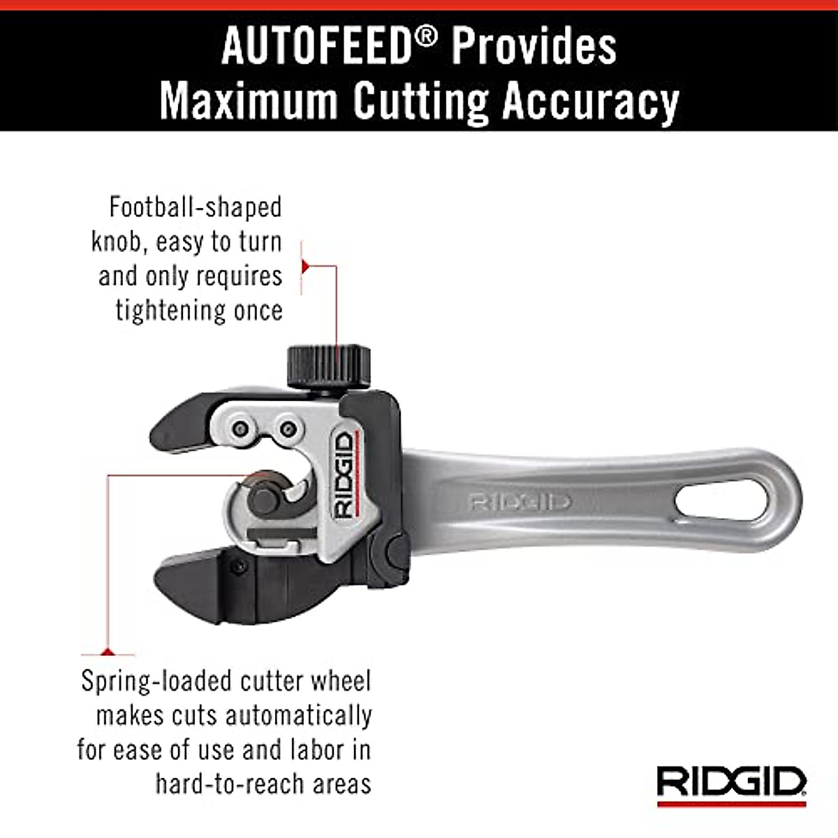 RIDGID 32573 Model 118 2-in-1 Close Quarters AUTOFEED 1/4" to 1-1/8" Metal Tubing Compact Cutter, Silver/Black