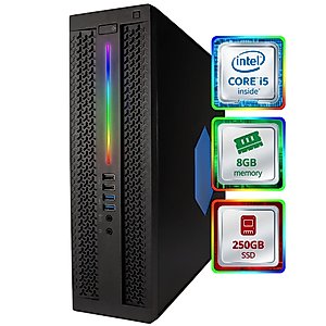 HP EliteDesk 800 G2 Small RGB Desktop Computer (SFF) | Quad Core Intel i5 (3.6Ghz Turbo) | 8GB DDR3 RAM | 250GB SSD Solid State | WiFi-5G + Bluetooth | Windows 10 Pro | Home or Office PC (Renewed)