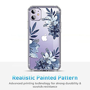 ilnehc Flower Designed for iPhone 11 Case with Screen Protector, Floral Slim Fit Clear Women Phone Case Shockproof Protective Hard PC+TPU Bumper Cover 6.1 Inch