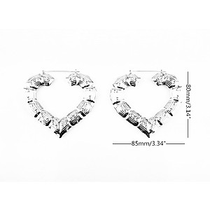 Honbay 5 Pairs Different Shape Bamboo Hoop Earrings (Silver)