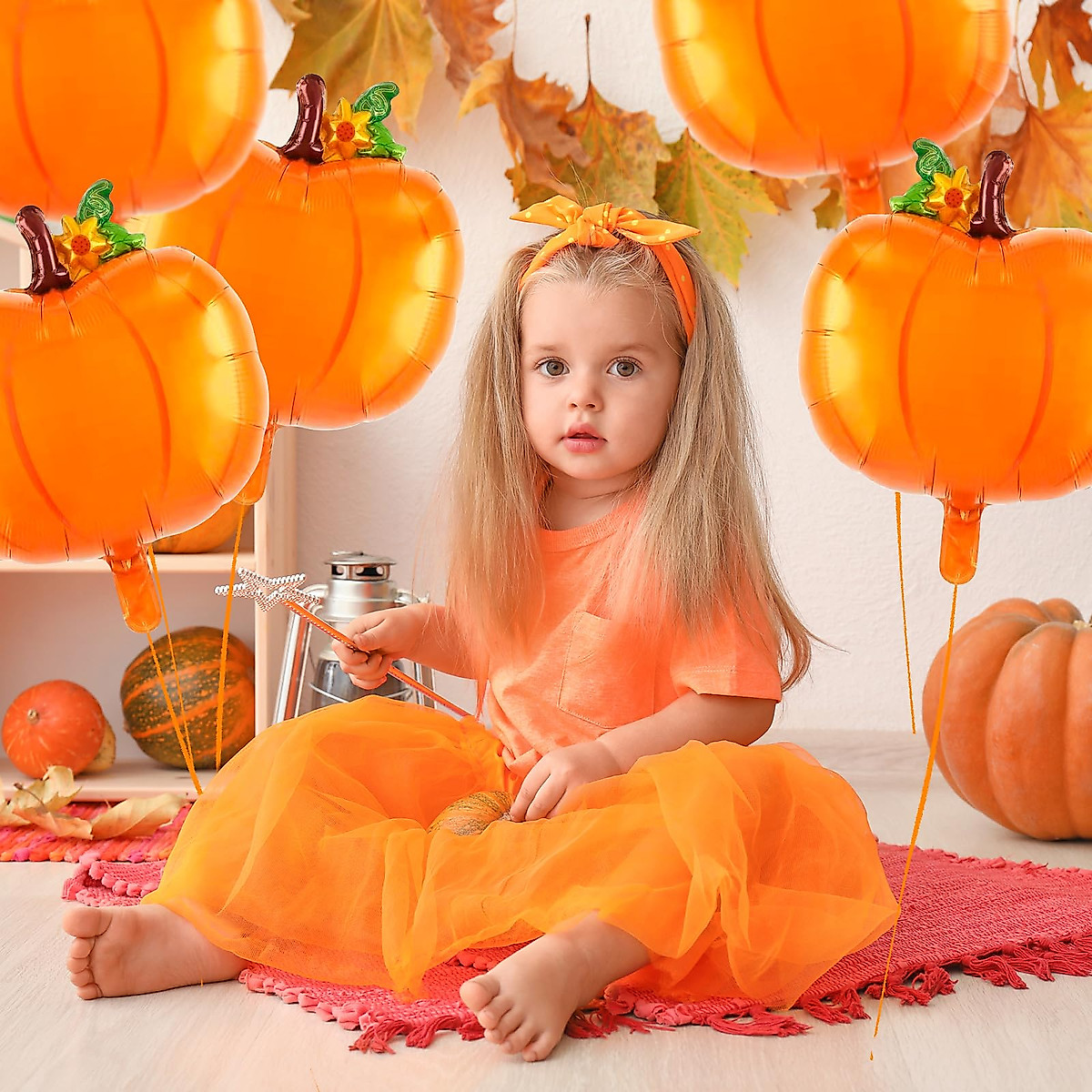 24 Pcs Pumpkin Balloons Fall Balloons Thanksgiving Foil Pumpkin Balloon Large Mylar Balloons for Fall Autumn Thanksgiving Harvest Themed Birthday Baby Shower Party Decorations Supplies