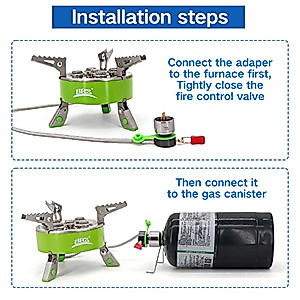 BRS-17GX Propane Gas Canister Adapter 1Lb Propane Small Tank Input and EN417 Lindal Valve Output Propane Canister Converter Multi-Function Adapter for Outdoor Hiking Picnic Kitchen with Gas Tank Bracket