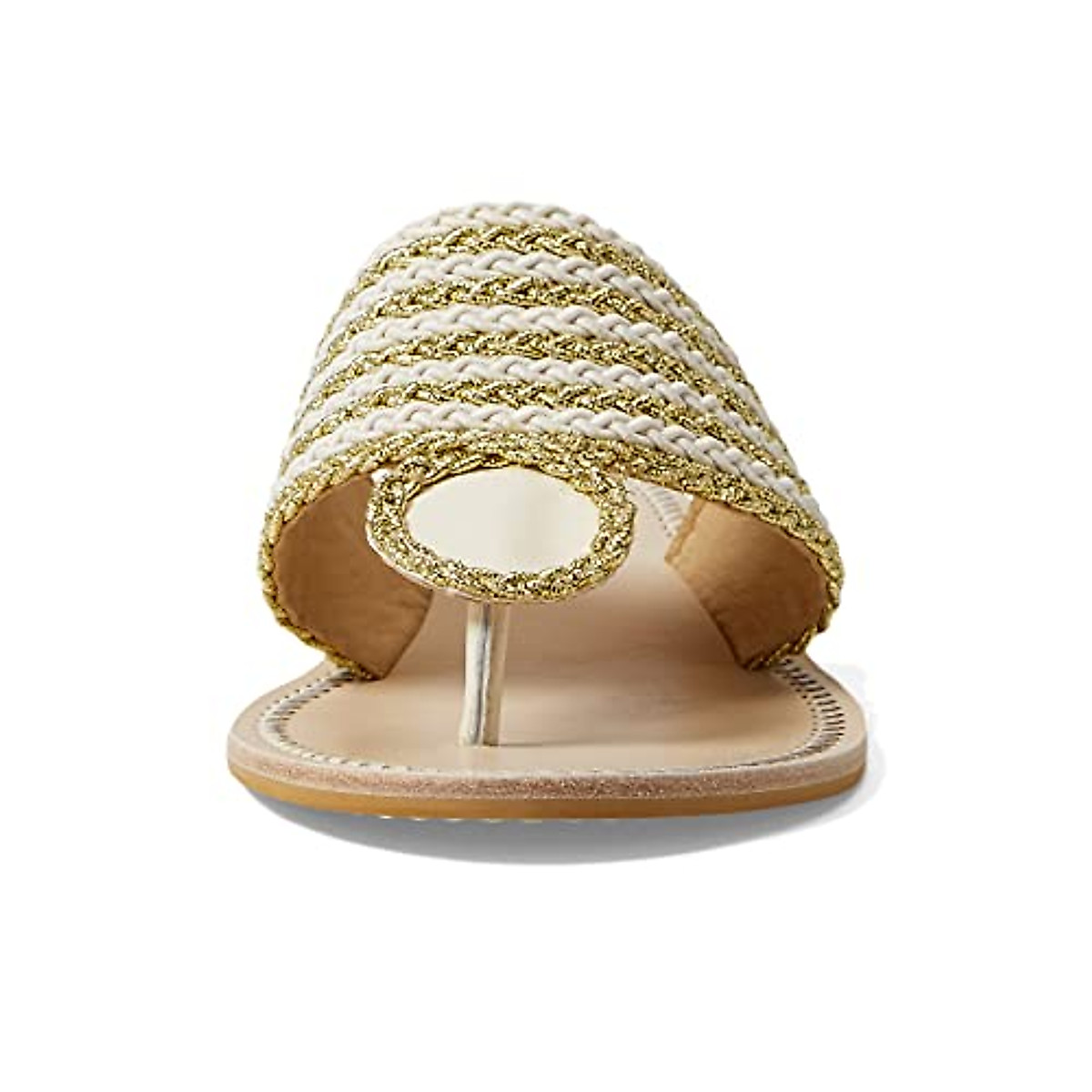 Jack Rogers Jacks Rope Sandal for Women - Leather Upper with Footbed, Braided Details, Thong Style Gold Metallic/Ivory/Ivory 6 M